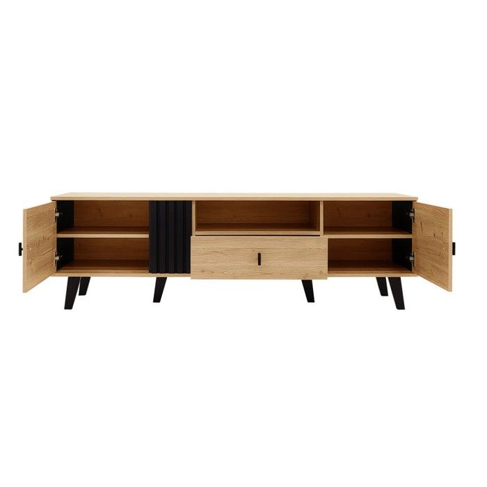 Meuble TV Style Industriel Buffet Salon en Bois avec 2 Portes et 1 ...