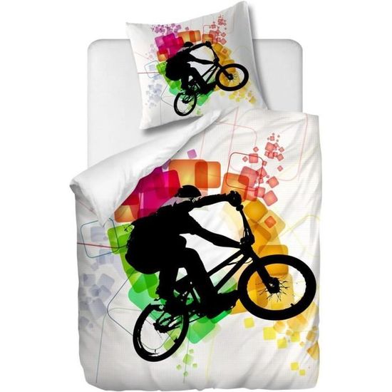 220x240cm-Parure De Lit 3 Pièces Avec Housse De Couette Et Taie D'Oreiller,Bmx Cycliste[J321 ...