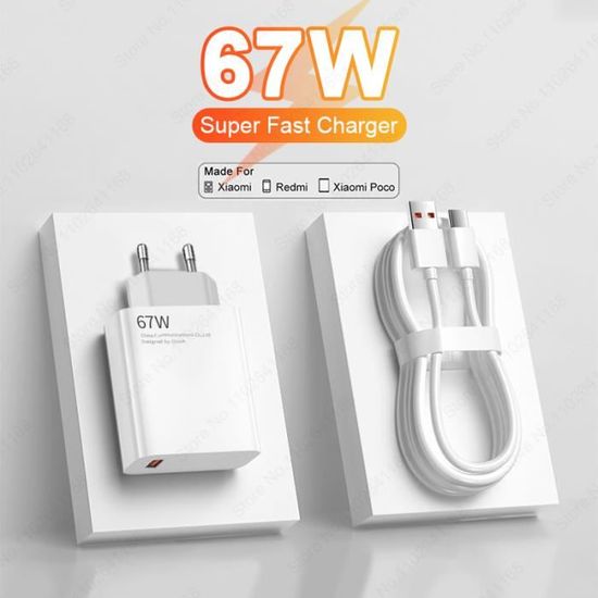 Chargeur D'origine 67W Pour Xiaomi Redmi Note 11 12T Pro 13 Ultra Turbo ...