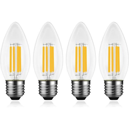 Ampoules E27 Bougie LED 4W, Dimmable, Équivalent Incandescente-Halogène 40W, Blanc Chaud 2700K ...