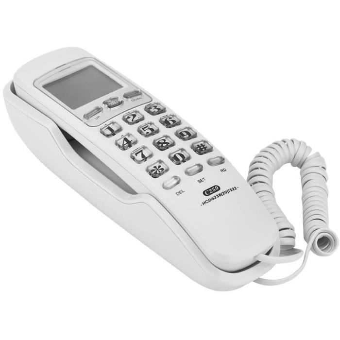 Téléphone Filaire Mural, téléphone Fixe de Bureau à Affichage des appels entrants, avec Fonction ...