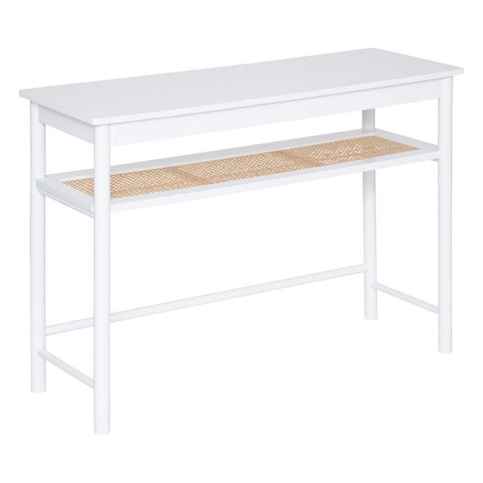 Table de console - PEGANE - Blanc - Bois - Longueur 110 cm - Profondeur ...