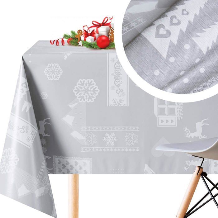 Gris Nappe PVC Noël Toile Cirée Rectangulaire 140x200 Grise Nappe ...