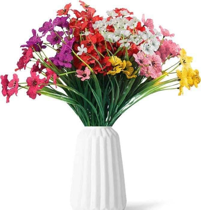 Lot De 12 Fleurs Artificielles D'Extérieur Résistantes Aux Uv - Ne Se ...