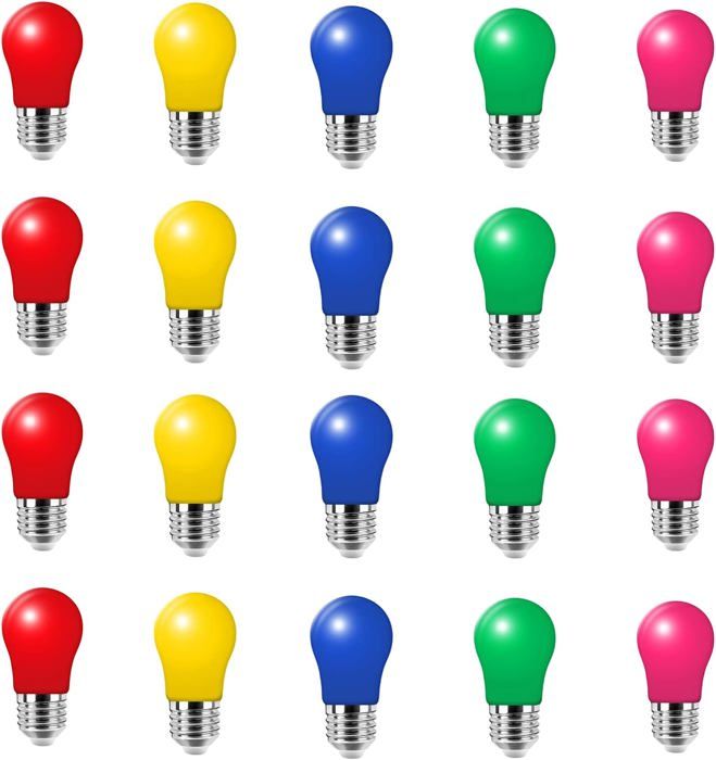 20X Ampoule LED de couleur 3W E27 A50 à vis Ampoule Multicolore pour ...