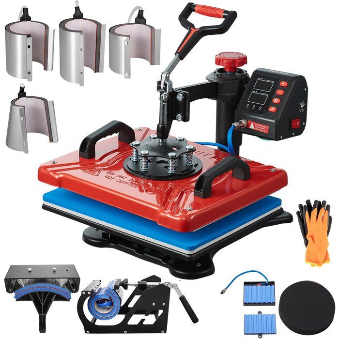 Heat Press Machine 10 In 1 with 360° Rotation Swing Away Red Heat Press ...