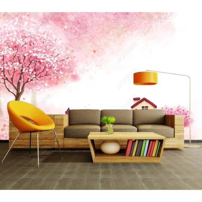 Papier Peint Panoramique Forêt Rose Fantastique Papier Peint 3D Pour ...