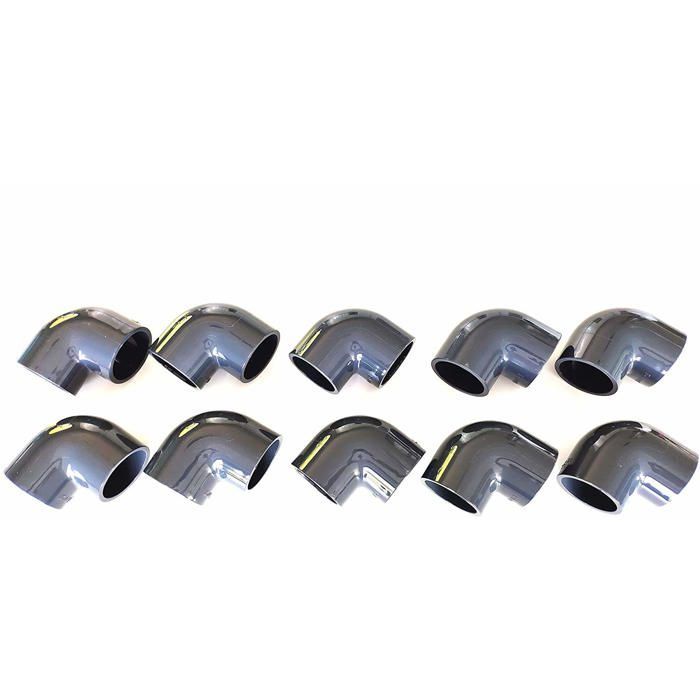 Lot de 10 Coudes 90° 50mm PVC Pression Piscine et arrosage 5cm 50mm ...
