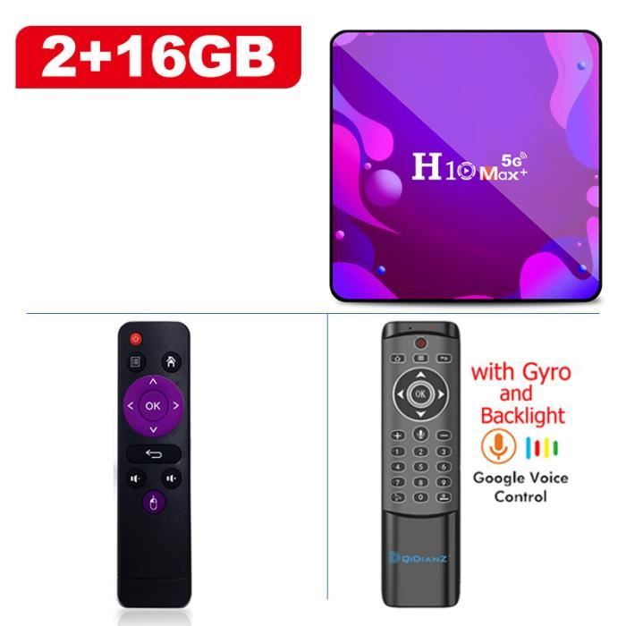 EU Plug - 2G 16G mt1Control - Boîtier Smart TV H10 MAX +, Android 10.0, Ultra HD, 4K, 60fps ...