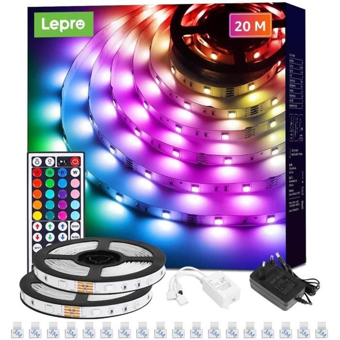 20M 36W Ruban LED RGB 5050 Multicolore Dimmable, Bande Lumineuse ...