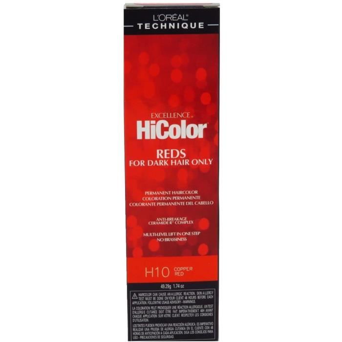 Coloration semi-permanente L'Oreal Excellence Coloration Excellence Hicolor Cuivre rouge Tube de ...