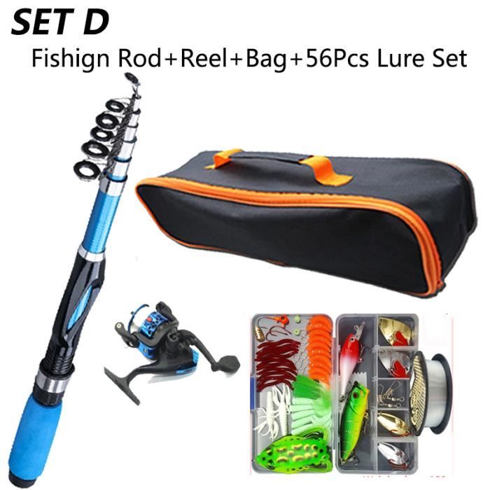 SetD--Kit Complet De Canne À Pêche Avec Moulinet Télescopique De 1.2m ...