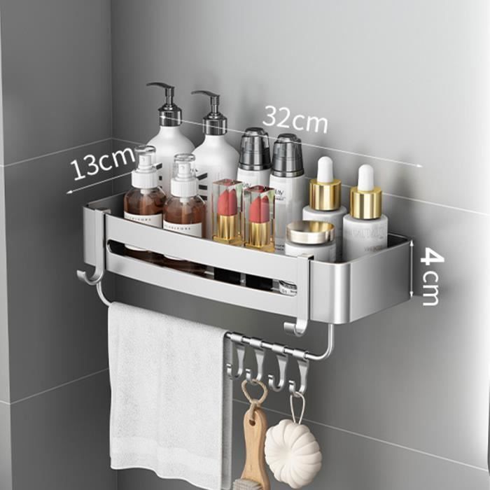 Porte accessoire,Étagère d'angle murale de toilette en aluminium noir ...
