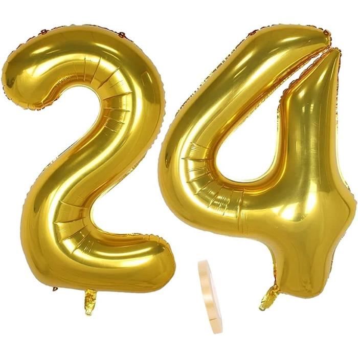 2 Ballons Numéro 24, Ballon 24 Ans Anniversaire Or Xxxl 100Cm Gold ...
