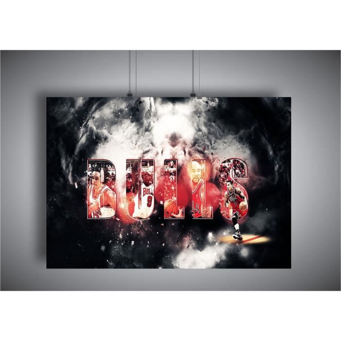 Poster NBA equipe stars Chicago bulls Stars Basket A3 ( 42x29,7cm ...