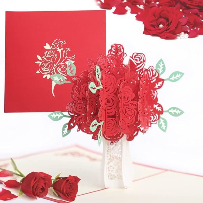 Carte D'amour Romantique, Carte de Voeux Invitation Forme de Rose ...