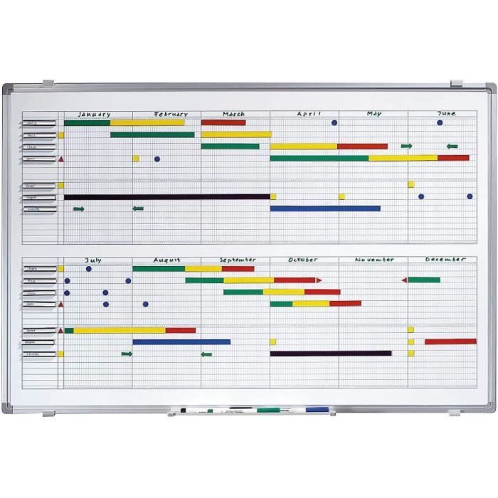 Planning annuel 900 x 600 mm - division en 2 semestres et 365 cases ...