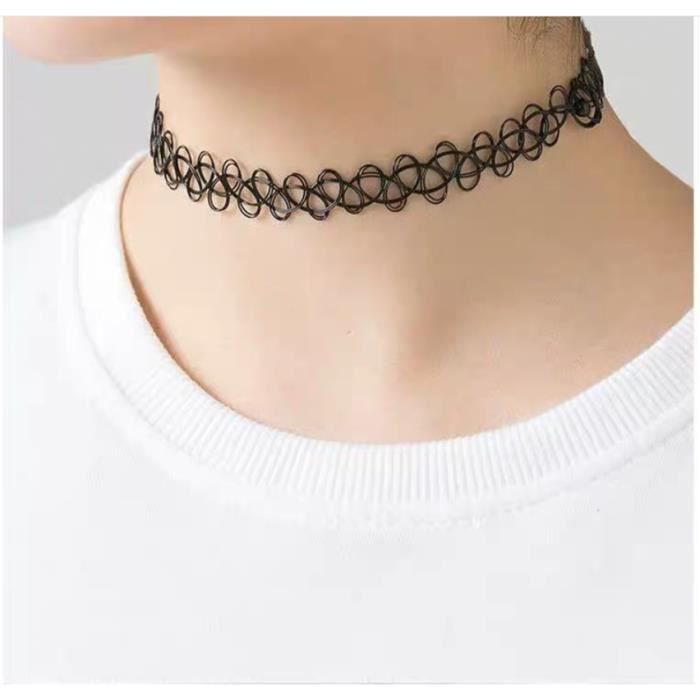 Collier élastique avec lacet en plastique. Bijoux minimalistes avec col ...