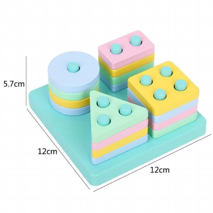 Jouets en bois Montessori arc-en-ciel blocs formes géométriques jouets ...