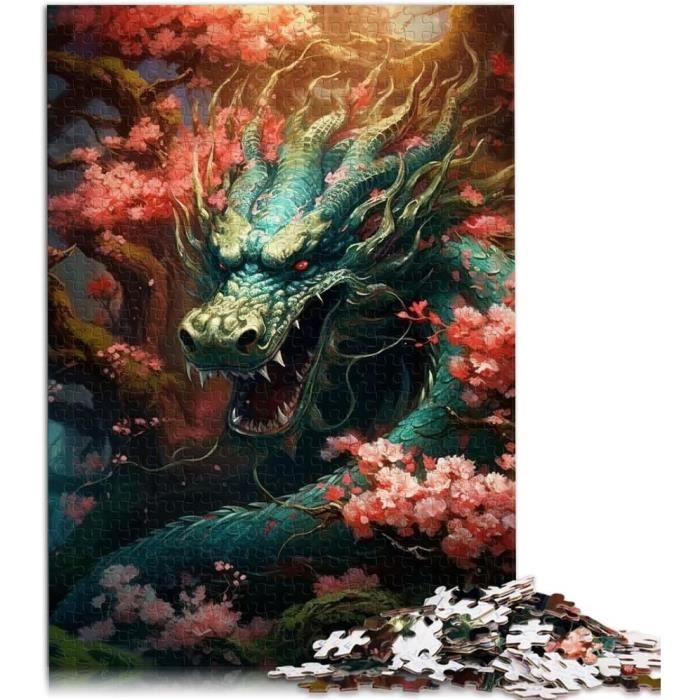 Puzzle 1000 Pièces Puzzles Dragon Japonais Cerise Premium 100% Planche ...