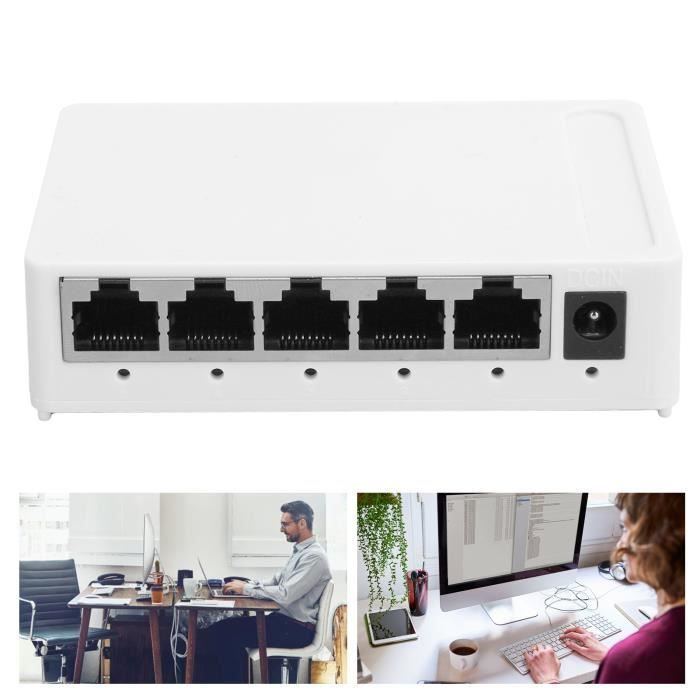 Qiilu Switch Ethernet Gigabit 5‑ports Rj45 10 100 1000mbps Eu Plug