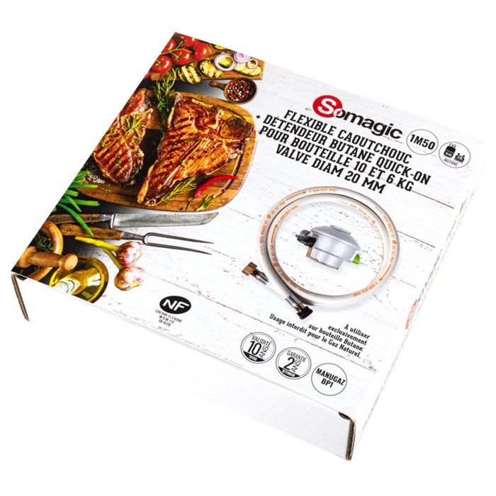 KIT butane Flexible embouts à visser + détendeur à clipser Quick-on ...