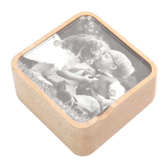VBESTLIFE Photo Frame Music Box, Cute Quality Maple Wood Musical Box ...