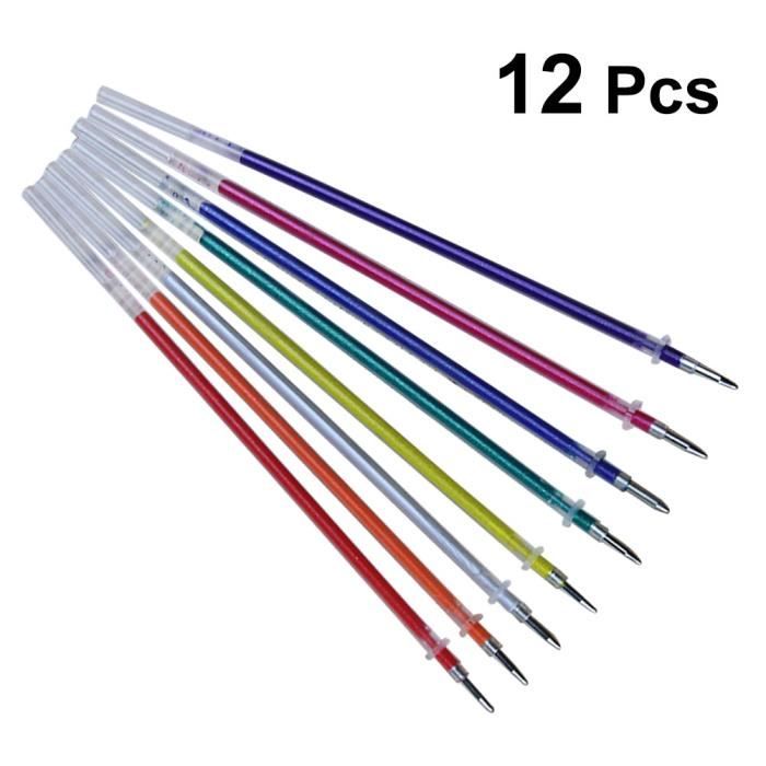 12 pcs Gel Stylo Recharges Glitter Couleur pour Fabrication de Cartes ...
