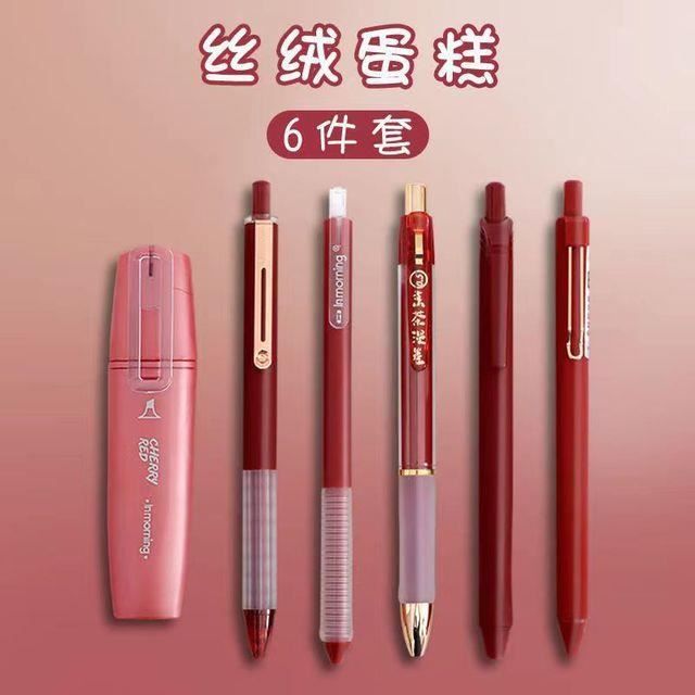 STYLO,red-Black--Stylo poussoir noir mignon Kawaii, 0.5MM, en carbone ...