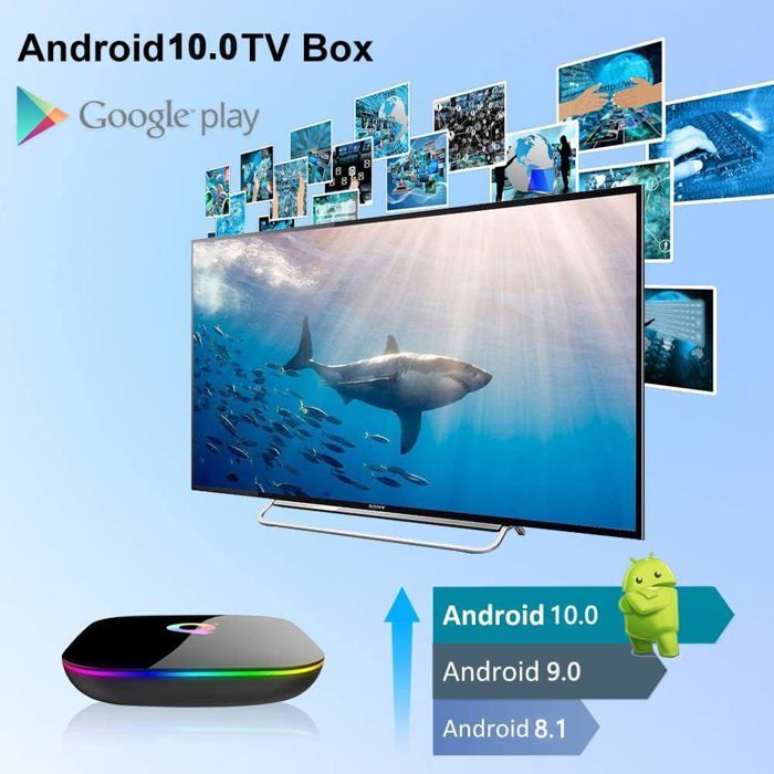 Android TV Box, Q Plus TV Box Android 10.0 with 2Go RAM 16Go ROM H616 ...