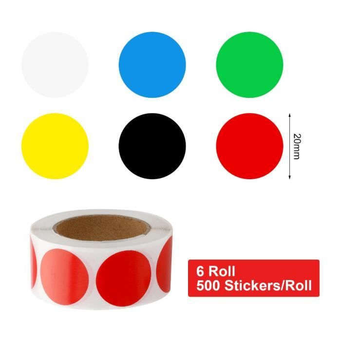 3000 étiquettes gommettes rondes multicolore,20mm gommettes ...