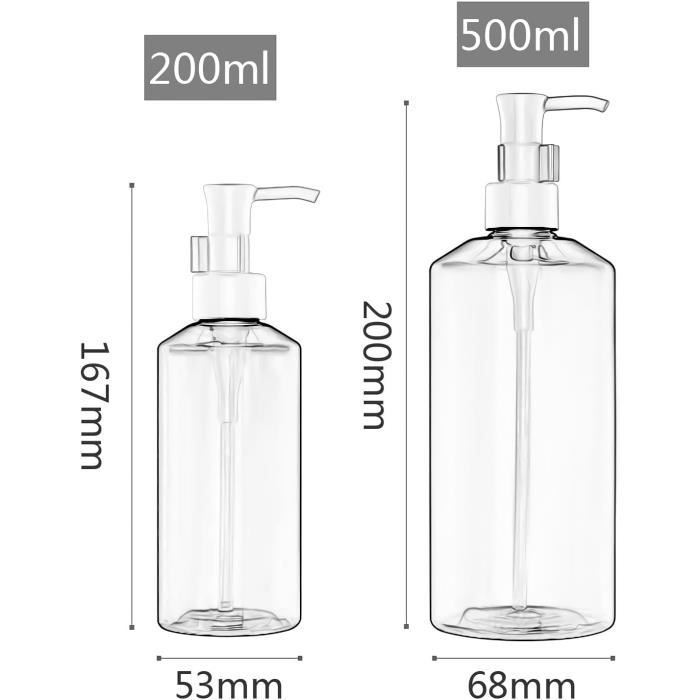 6 Pièce 200Ml Ambre Flacon De Lotion Vide Avec Pompe Blanc, 200 Ml ...