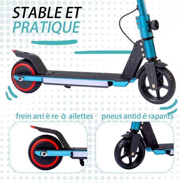 Vankel Trottinette Électrique Enfant 6-14 Ans – Vert – Pliable et ...