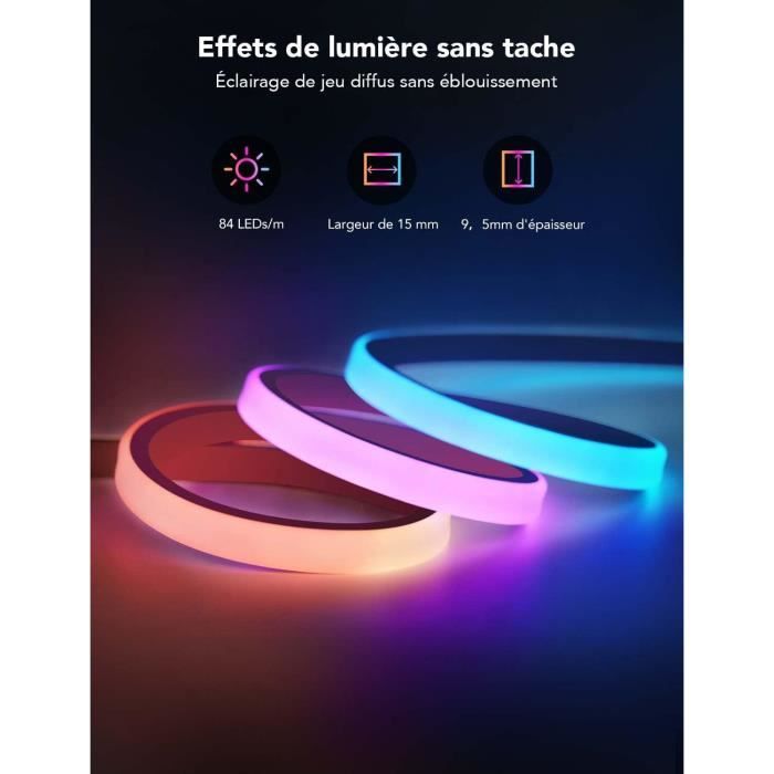 Neon Ruban Led 3M Pour Bureau Gaming, Rgbic Bande Découpable, Lampe Synchronisée Avec Razer ...