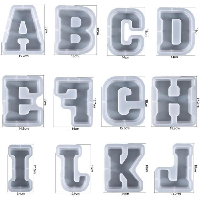 Moule Resine Epoxy Lettre Geante, Moule En Silicone Alphabet, Grand ...