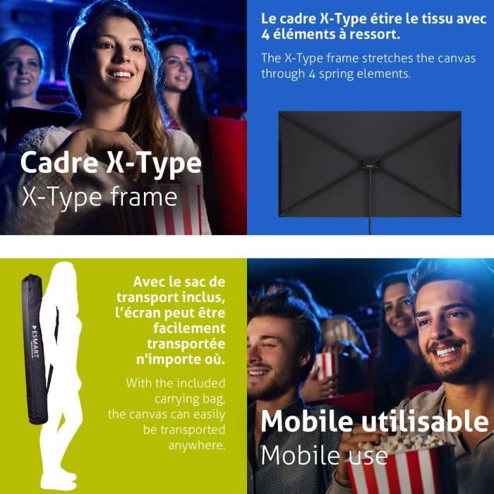 Ehskzjh Expert X-Type Écran De Trépied Ultraléger 155 X 87 Cm (70") 16:9 | Projecteur Home ...