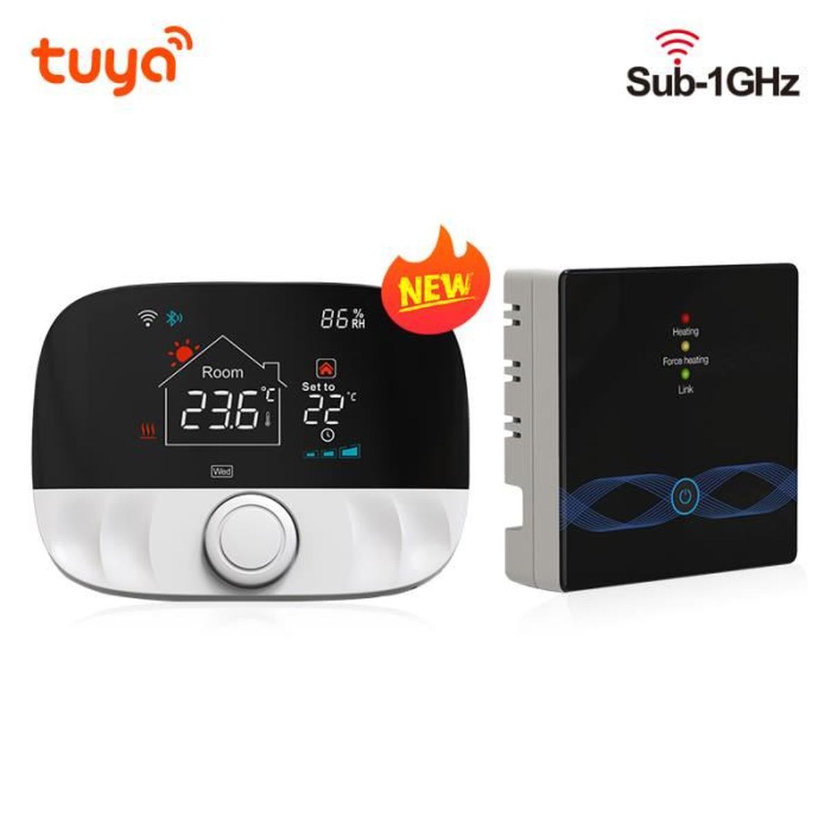 Thermostat intelligente Wifi sans fil RF433 Tuya – Thermostat d'ambiance pour chauffage au sol ...