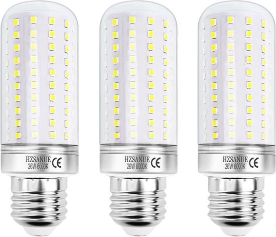 LED Ampoule à Maïs 26W, 200W Équivalent Ampoules à Incandescence, E27 Edison Vis Ampoule, 6000K ...