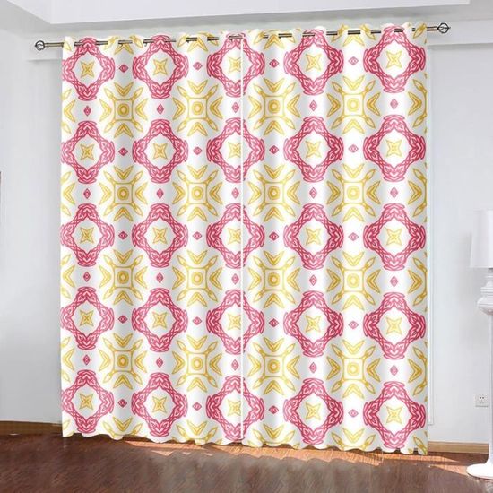 Rideaux Occultants Thermiques A Oeillets Art De Motif Abstrait Rose ...