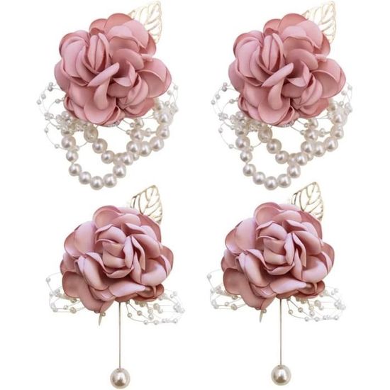 Fleur Poignet Et Corsage 4 Pièces Fleur Poignet Mariée Et Boutonniere ...