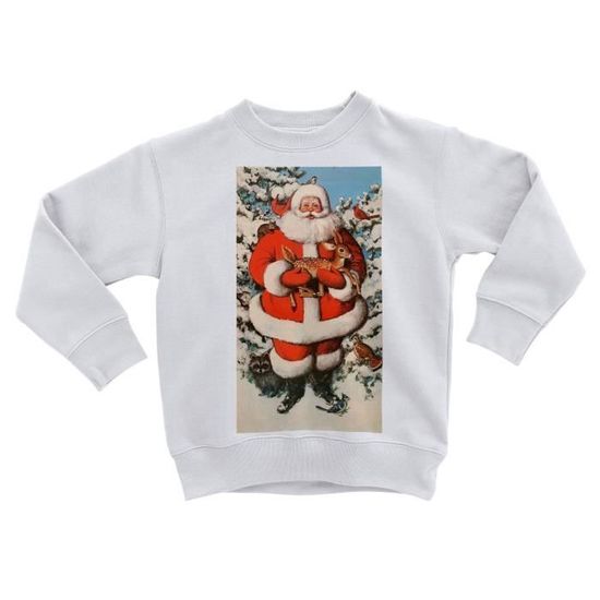 Sweatshirt Enfant Gros Pere Noel Faon Arbre De Noel Vintage Retro Santa ...