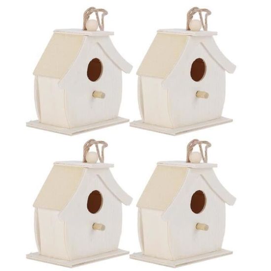 Fdit nichoir extérieur 4pcs mini maison d'oiseaux en bois suspendus ...