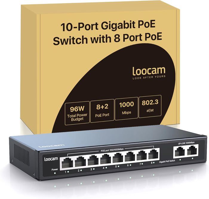 PoE Switch 8 PoE Gigabit Port avec 2 Gigabit Uplink Port, PoE+ 1000Mbps ...