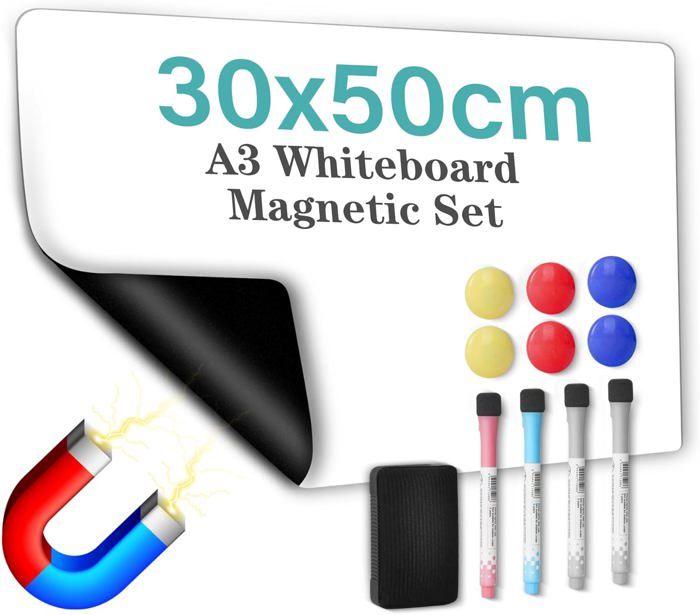 A3 Tableau Blanc Magnétique pour Réfrigérateur 30 * 50 CM, WECUTE ...