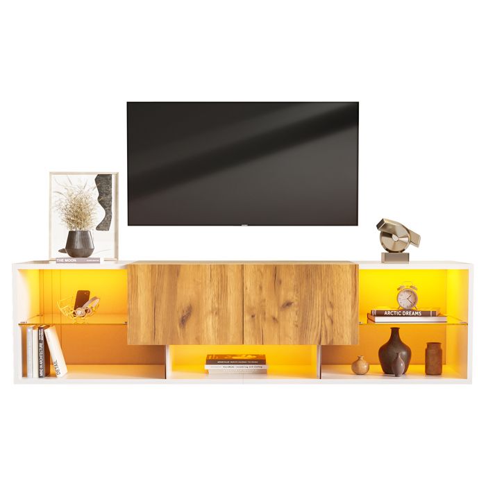 Meuble TV avec cheminée décorative - Cheminée électrique effet flamme ...