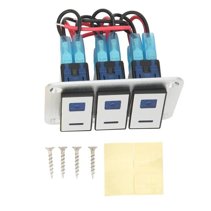 （bleu）Panneau d'interrupteur à bascule 3 Gang DC 12V 24V 5 broches lumière bleue bascule sur le ...
