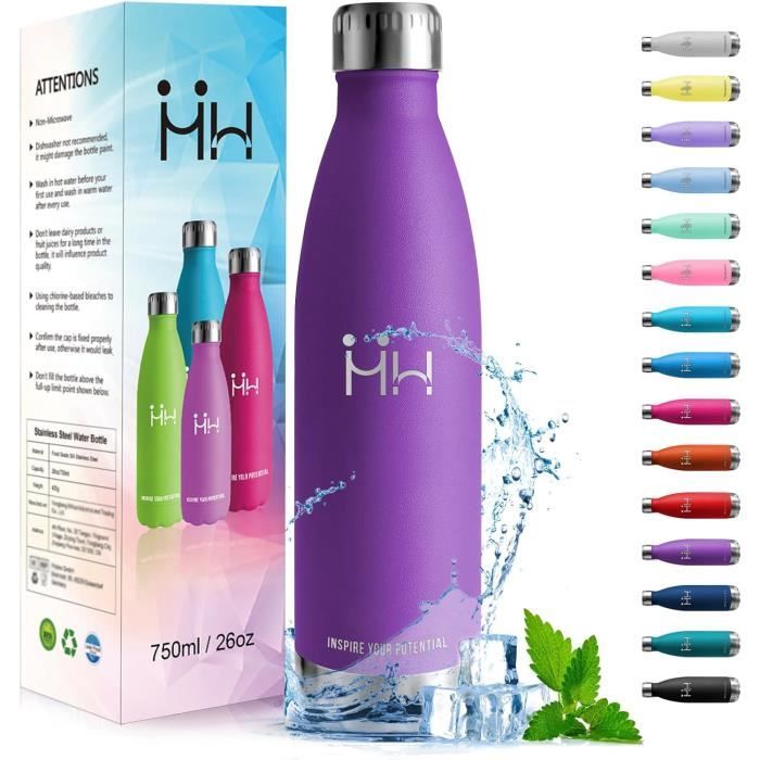 Gourde Isotherme - 750Ml - Gourde Inox Isolé À Double Mur, Gourde Sport ...