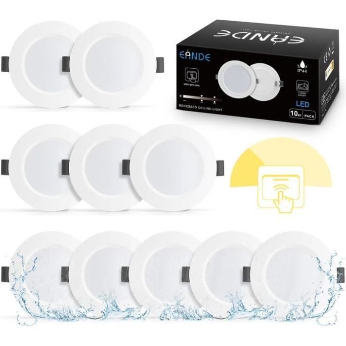 Spots Led Encastrable Dimmable IP44, Blanc Neutre 4000K, 6W 600LM Equivalent 70W, Extra Plat ...
