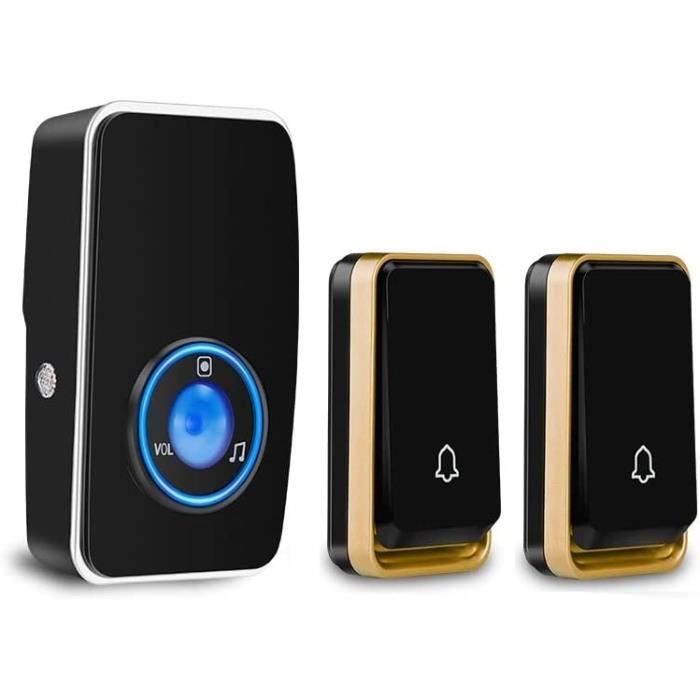 Sonnette de Porte sans Fil étanche avec 1 récepteur et 2 Presses à ...