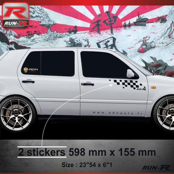 Autocollant - Volkswagen - Golf 3 - Lot de 2 - Noir - Résistant aux UV ...